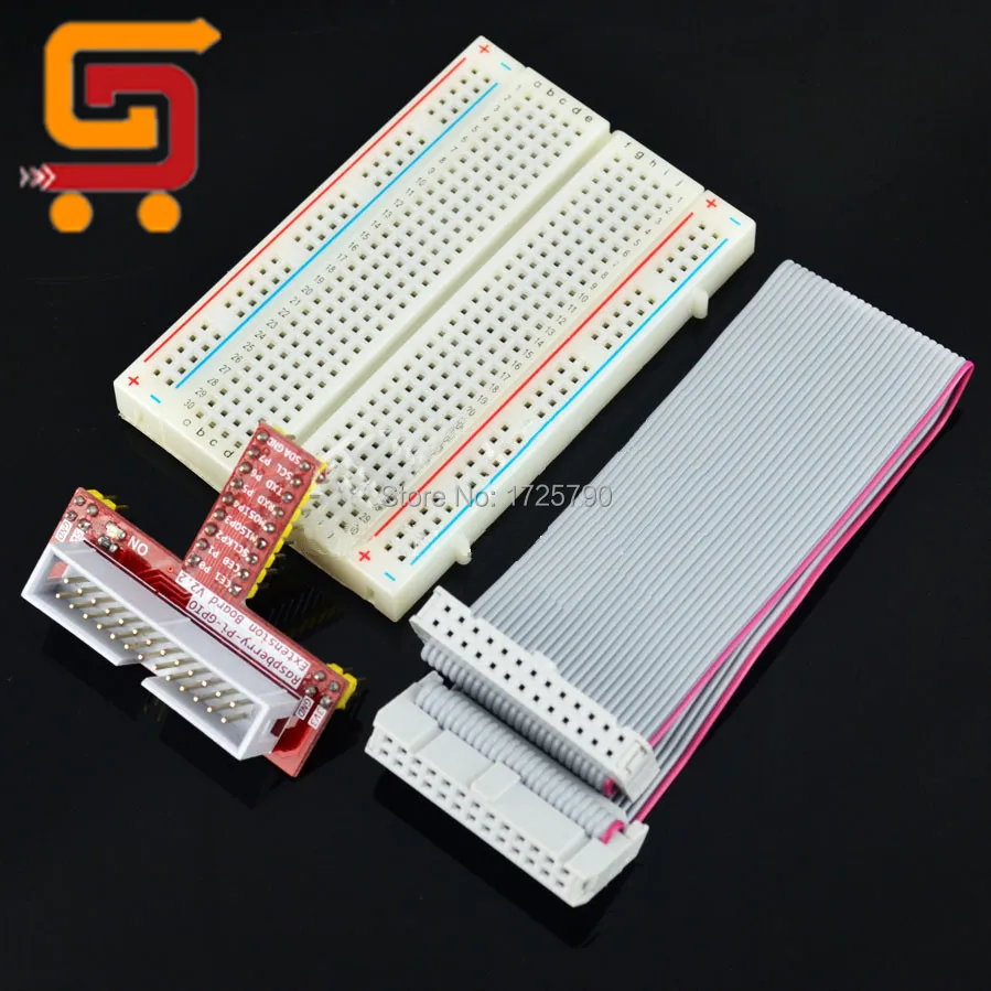 Raspberry PI GPIO Extension Board + 26 Pin Flat Ribbon Cable Wire 400 Breadboard Starter kit for ...