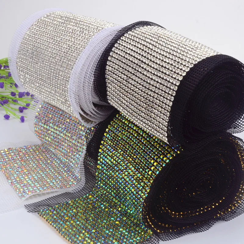 High-Quality-SS20-Glass-Rhinestone-Mesh-24-Rows-Crystal-AB-Trimming ...