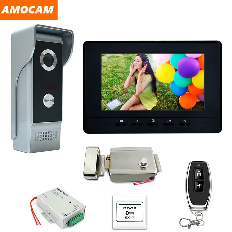 7-Monitor-Wired-Video-Intercom-System-Kit-Aluminium-alloy-Camera-Video ...