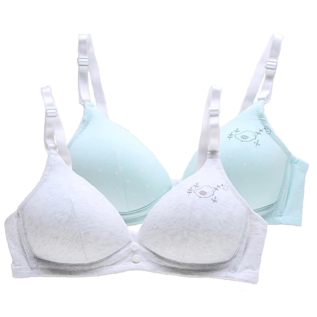 WoFee Puberty Cotton Thin Cup Bra for Young Girls with Three Back Hooks ...