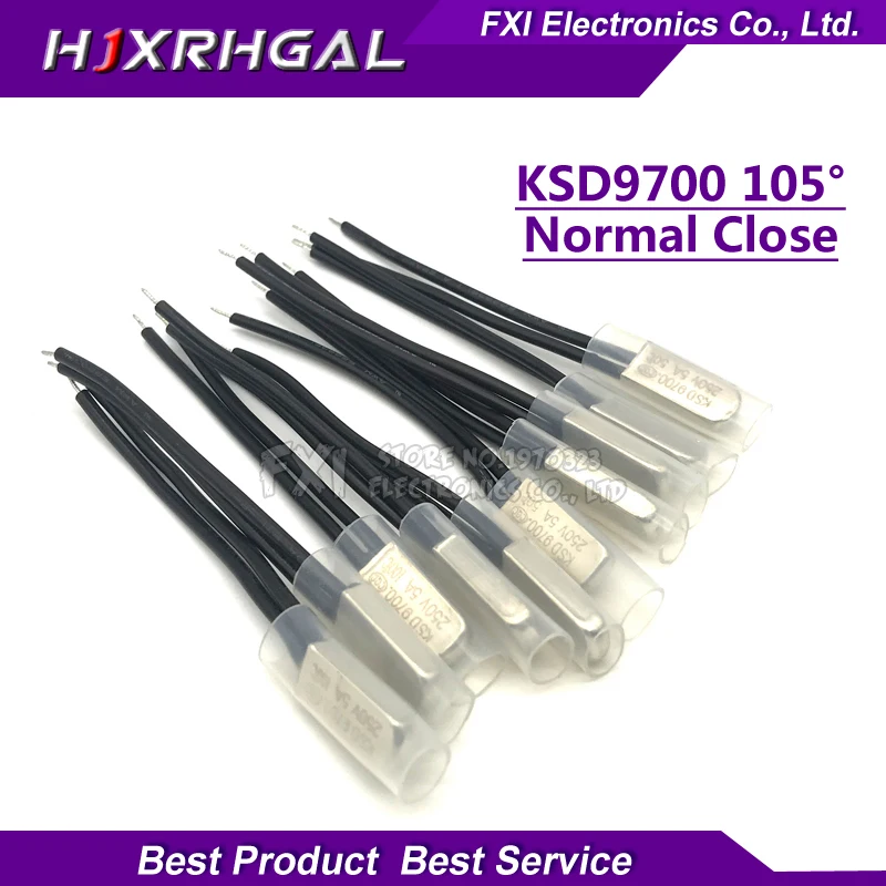 5pcs KSD9700 250V 5A 105 Degree Temperature Switch Bimetal Disc Normal ...