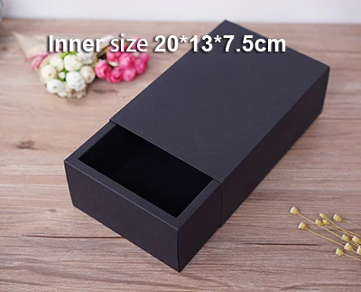 Inner size20*13*7.5cm kraft drawer paper box with window Brown kraft ...