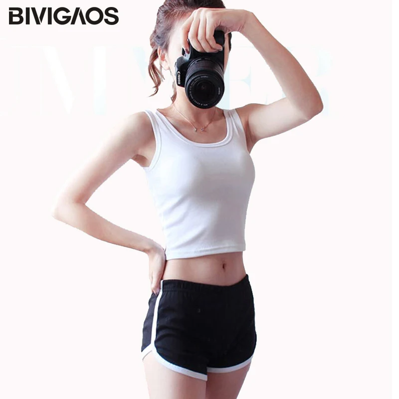 BIVIGAOS Womens Summer Cotton Short Crop Top Tank Tops Fitness Vest ...