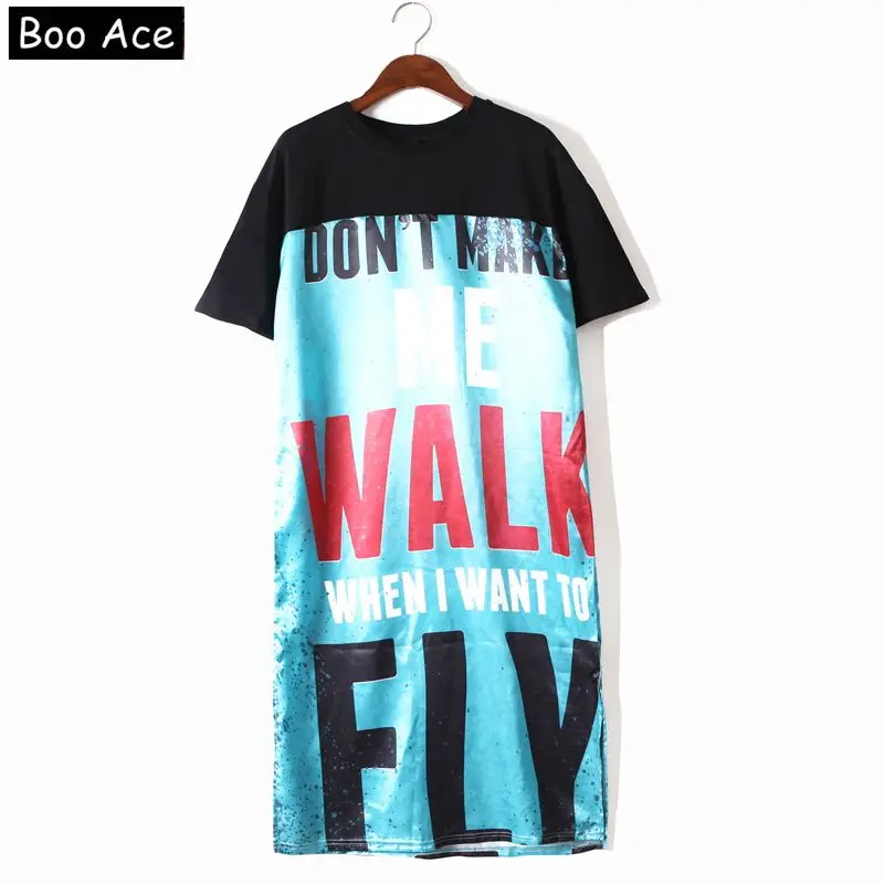 2017 Boo Ace Women Fashion Loose Printed T shirt Skirt Loose Hip Hop ...