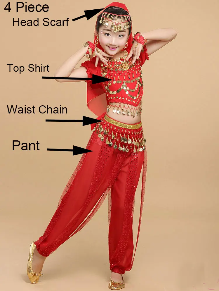 Girls Belly Dancing Costume Set Kids Indian Dance Costumes For Girls ...