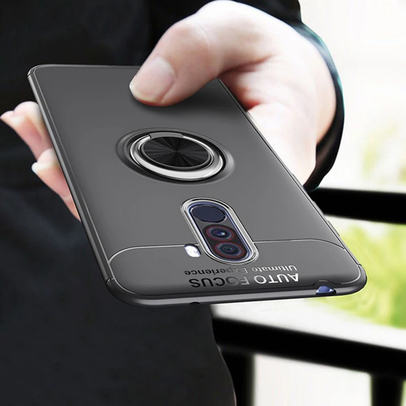 Shockproof-Case-For-Pocophone-F1-Case-Ring-Magnet-Silicone-Cover-For ...