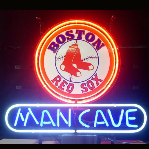 NEON SIGN board For MLB BOSTON RED SOX BASEBALL MAN CAVE GLASS BEER BAR ...