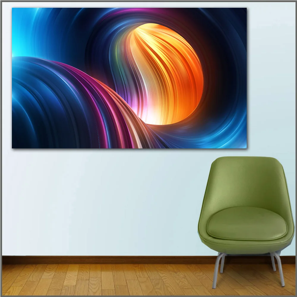 Impresión de gran tamaño de pintura al óleo, curvas de colores, arte de ...