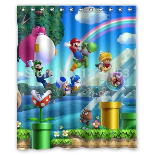 custom Fashionable happy Super Mario Bros bathroom curtain high quality ...