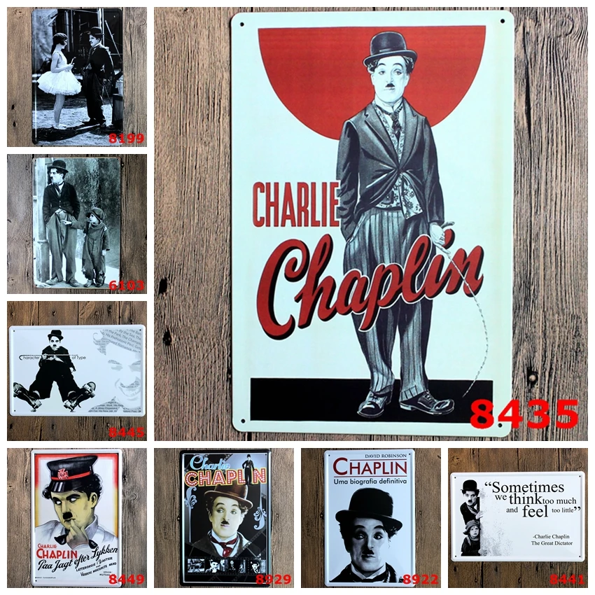Chaplin Sign Logo Plaque Vintage Metal Painting Wall Sticker Iron Sign ...