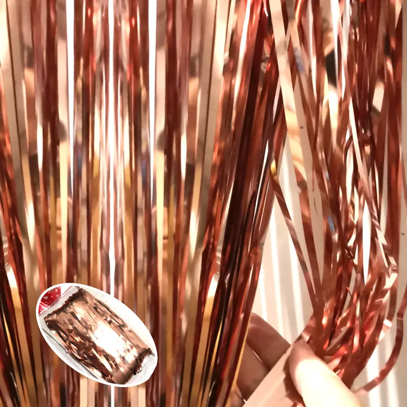 Rose gold and golden rain curtain 2 m rain silk background wall ...