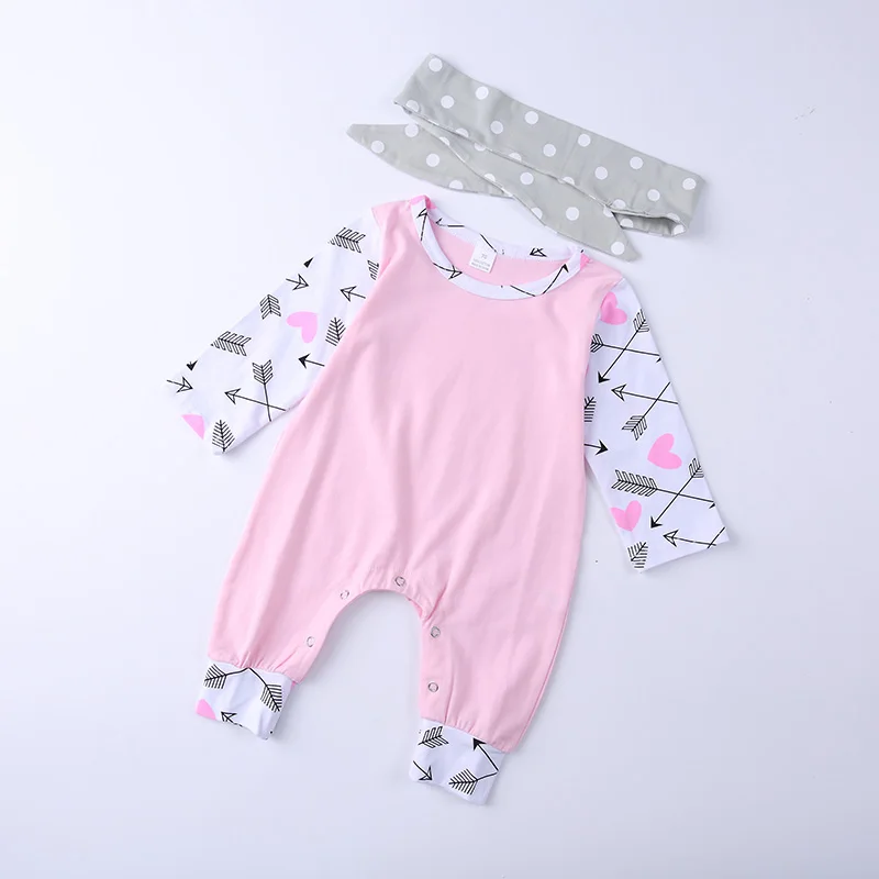 Baby Girls Romper Long sleeves Arrow For Love Baby girls 2pcs sets ...