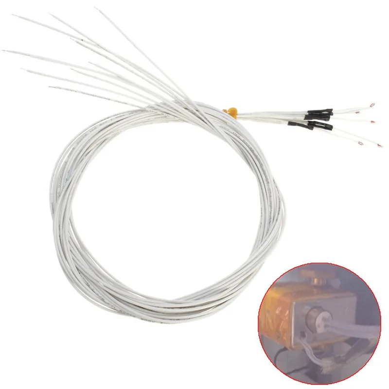 5pcs 100k Ohm Ntc 3950 Thermistor Heat Temperature Sensor With 1m Wire