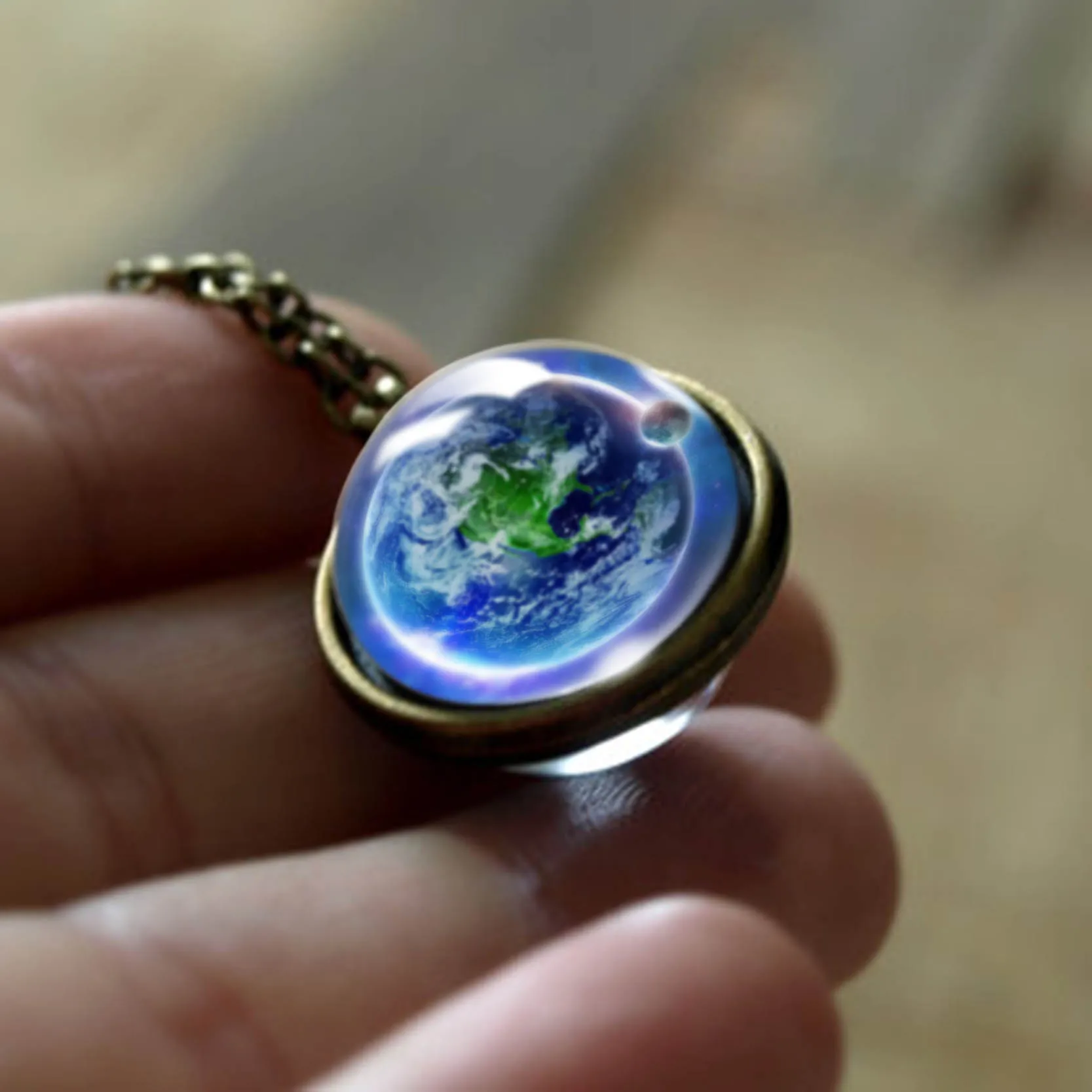 Round Shaped Space Themed Pendant Necklace - dealsgala