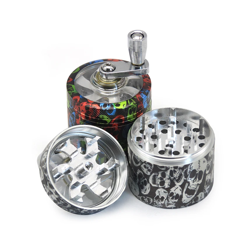 Buy Aluminium Alloy Hand Weed Crusher Skull Color Printer Herb Grinder Handle