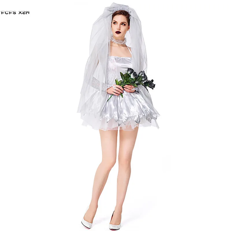 Sexy Women Corpse Bride Scary Cosplay Female Halloween Bride Costumes ...