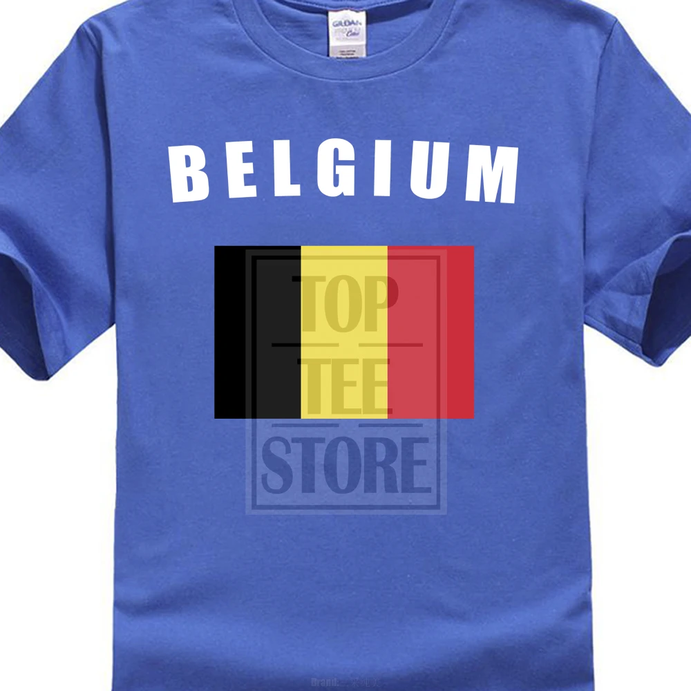 Belgium Flag Belgium Footballer Fan Jersey Summer Short Sleeves Cotton ...