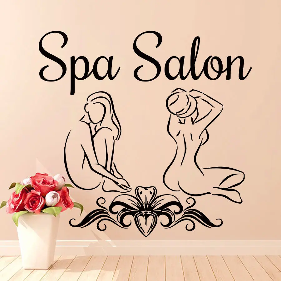 Spa Vinyl Wall Decal Sexy Girls Woman Spa Salon Art Wall Sticker Beauty ...