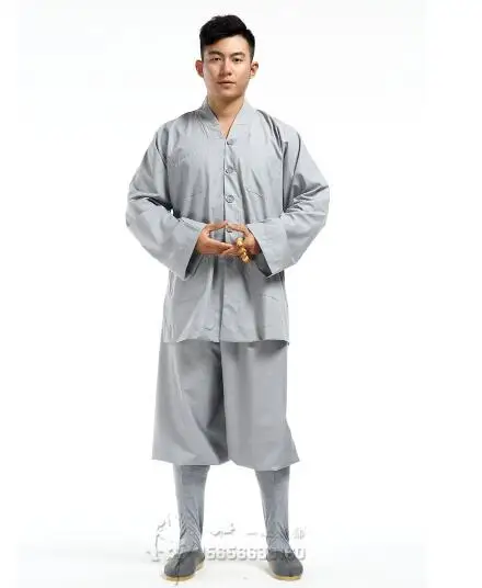 2 Colors Shaolin Temple Costume Zen Buddhist Robe Lay Monk