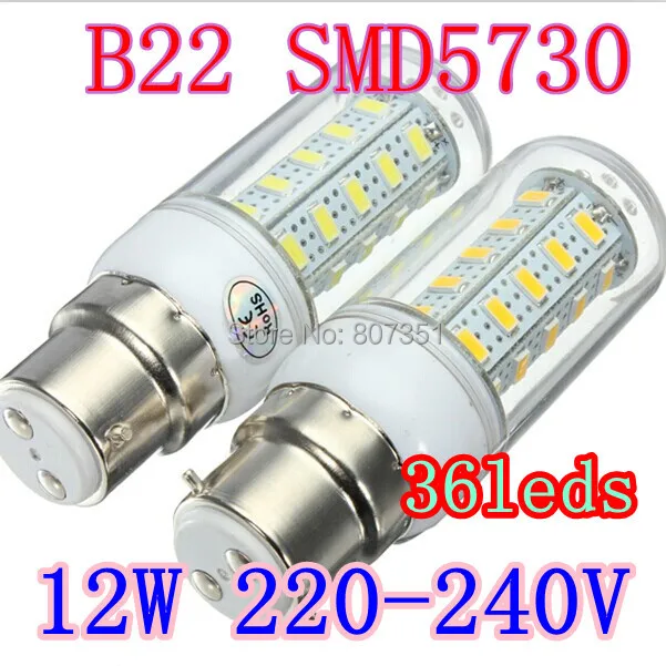 10pcs Big bayonet led lamp 220~240V Corn Bulb B22 Lamp 12W 5730 led 36 ...
