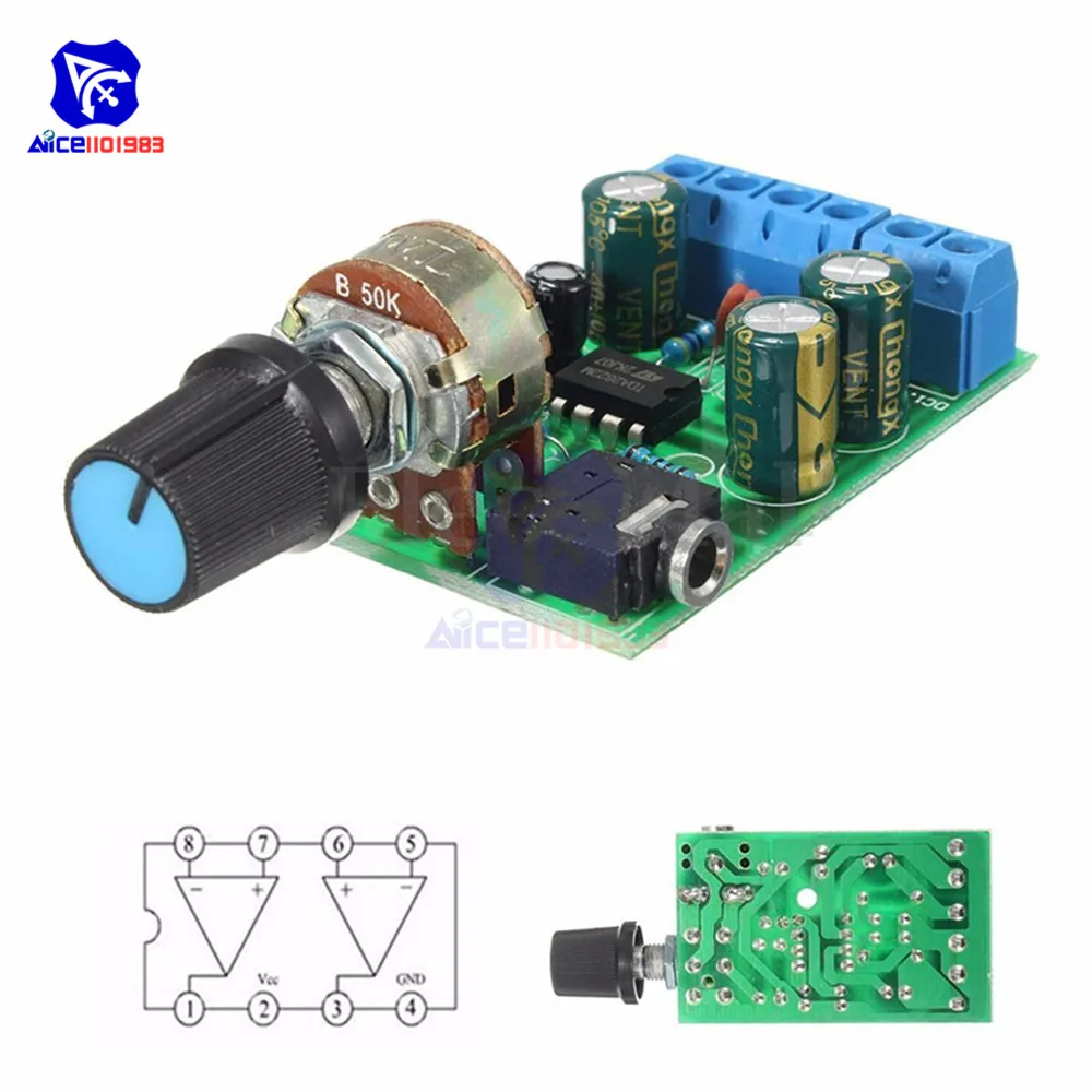 TDA2822 TDA2822M Amplifier Board DC 1.8-12V 2.0 Channel Stereo Mini AUX ...