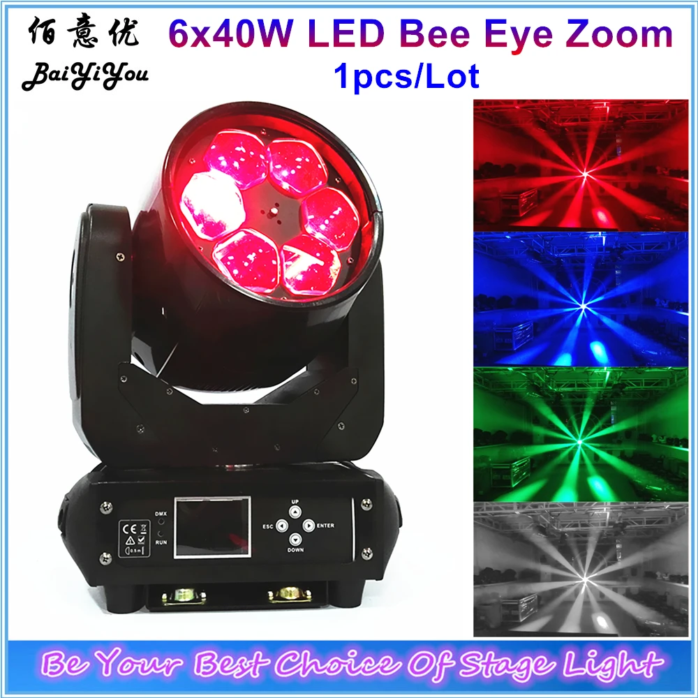 New Design 6x40W RGBW 4In1 Led Mini Bee Eye Moving Head Beam Wash Zoom ...