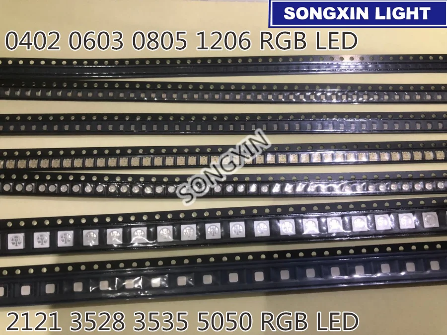 Diodo LED RGB SMD de Alto brillo, 100, 3528, 5050, 1206, 0402, 0603 ...
