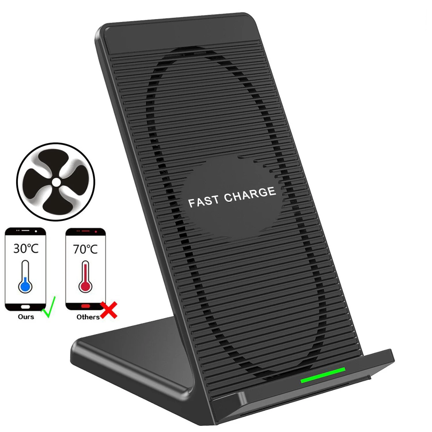 QI Fast Wireless Charger 2 Coil 10W Qi Cooling Fan for G Samsung alaxy ...