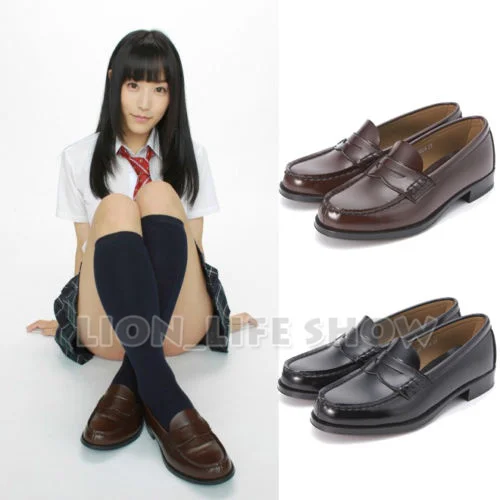 유니버설 여성 일본 학교 학생 jk 부드러운 가죽 플랫 로우 힐 신발 코스프레 유니폼|cosplay shoes school|shoes forshoes shoes ...