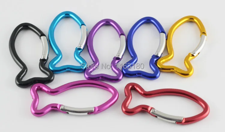120 pcs /lot outdoor travel Aluminum Carabiner fish shaped Key Chain ...