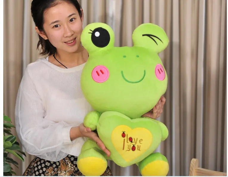 middle-green-lovely-plush-cartoon-frogs-toy-soft-cute-frog-doll-with ...