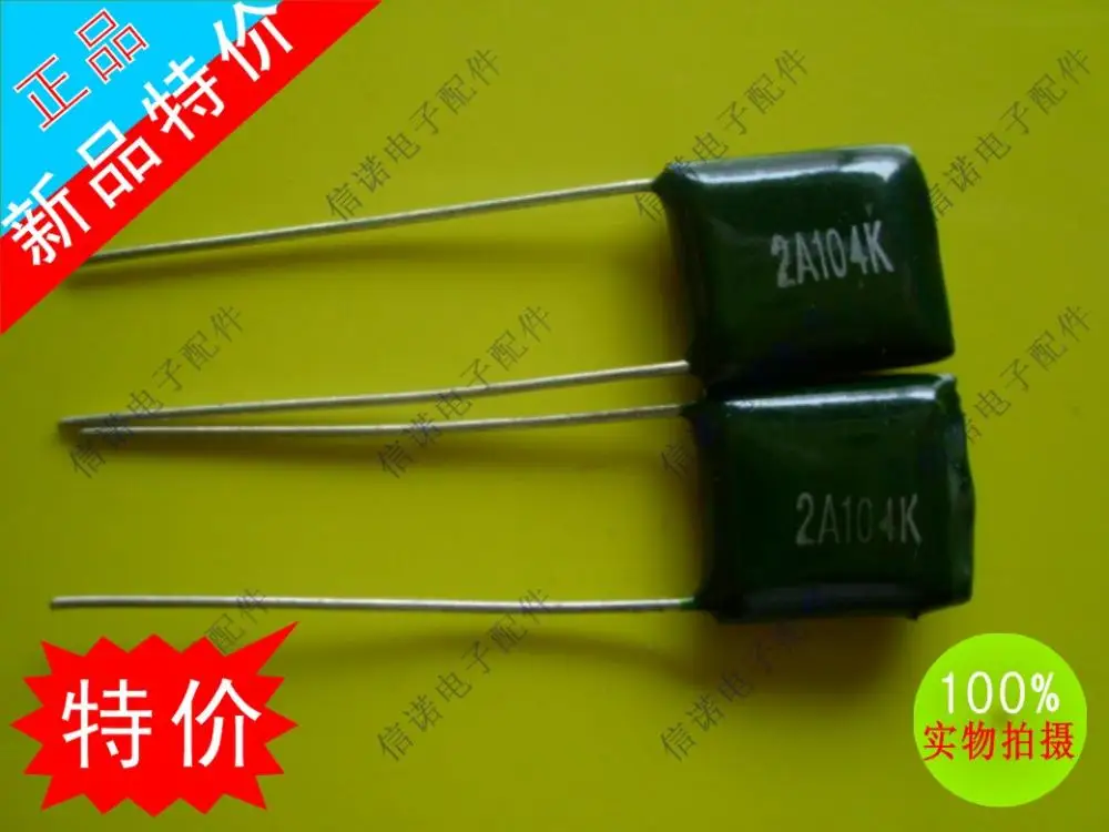 送料無料5ピースポリエステルフィルムコンデンサ容量コンデンサcl 0.1 uf 100ボルト2A104K|capacitor variable ...