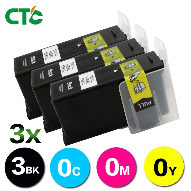 3black Compatible for Lexmark 100 108 XL ink cartridge for S305 S308 ...