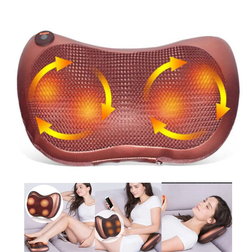 Car Home Neck Massage Pillow Cervical Shiatsu Massager Neck Back Waist