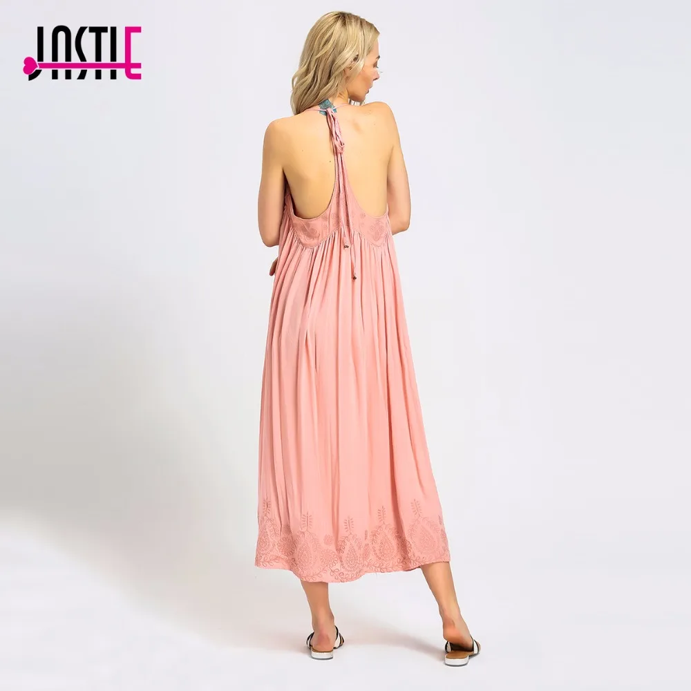 Buy Jastie Summer Sexy Backless Halter Neck Slip Dress