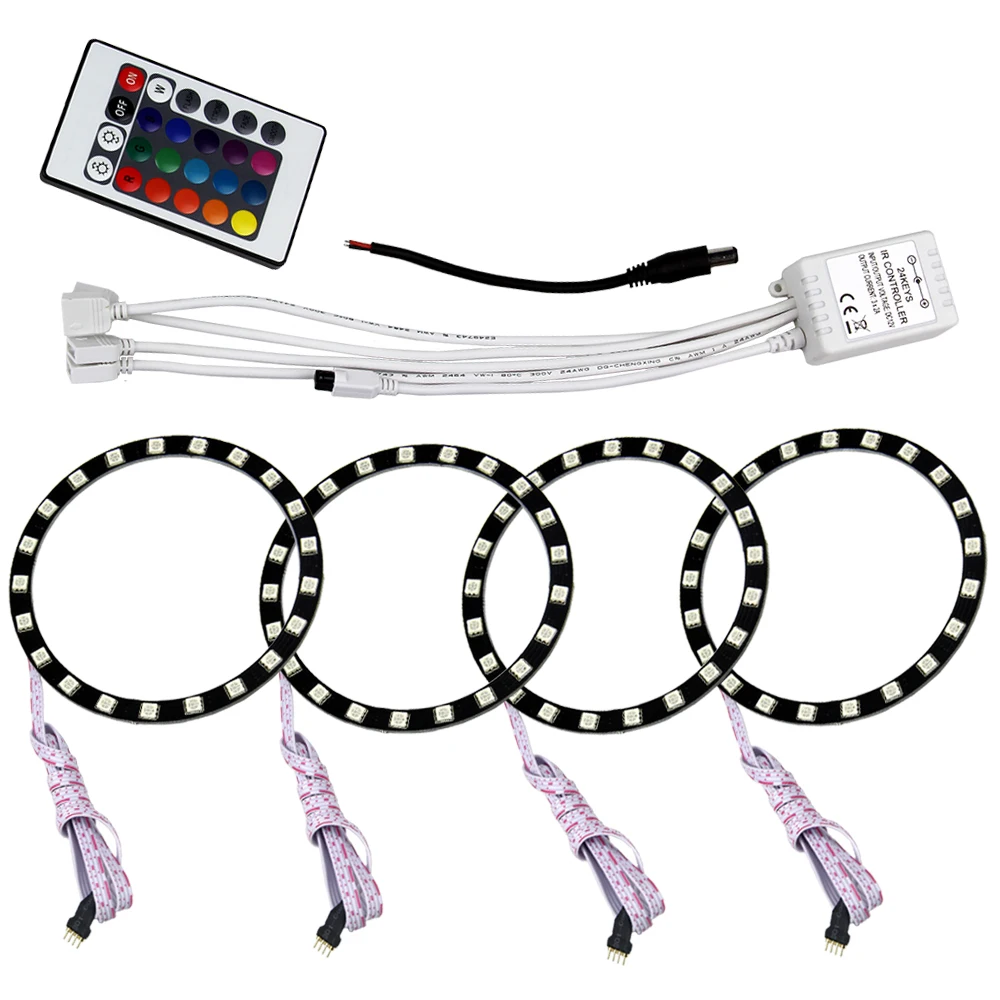 Daytime Running Light Multi Color 5050 RGB LED Halo Rings Light 110mm ...