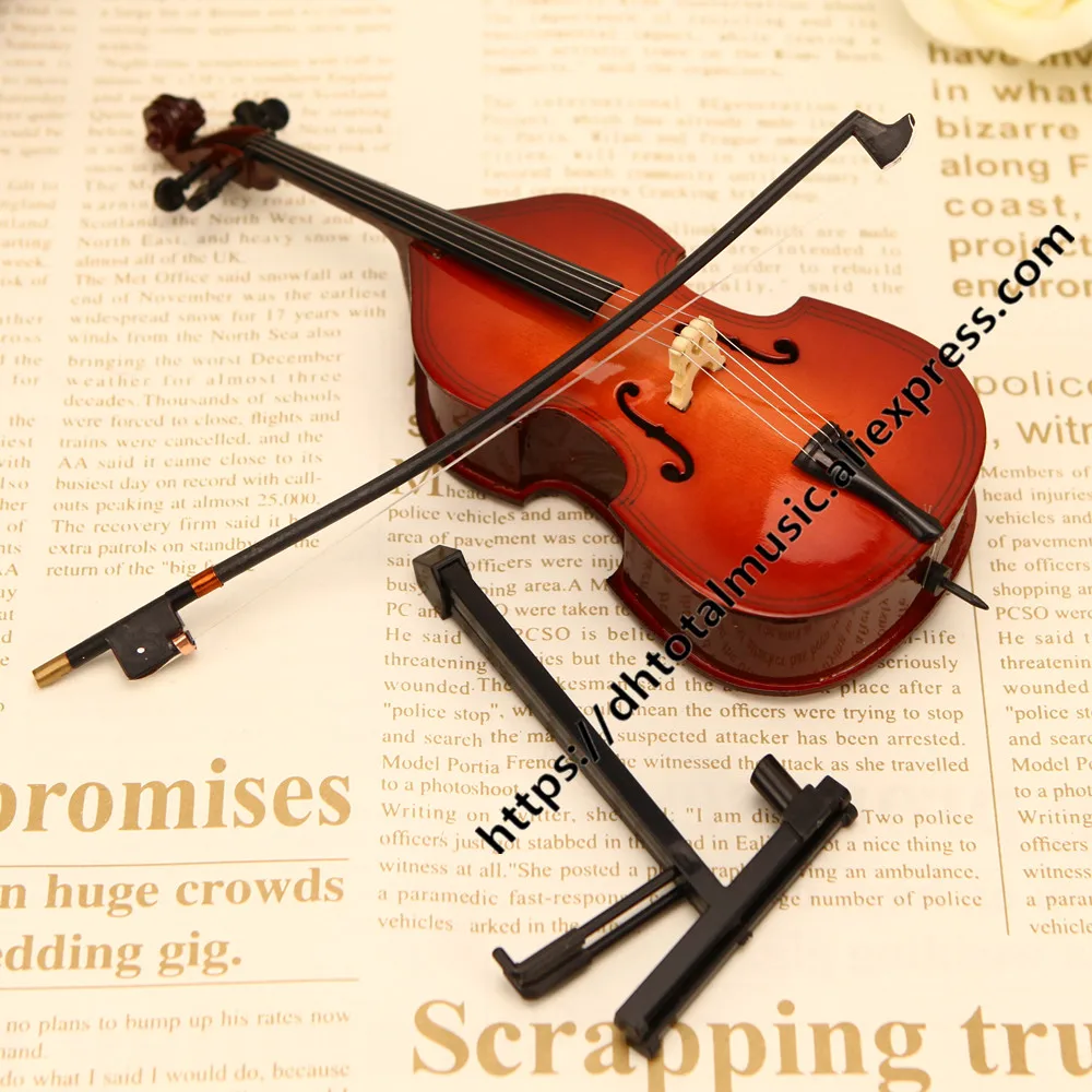 Miniature double bass Model Replica with Stand and Case Dollhouse ...