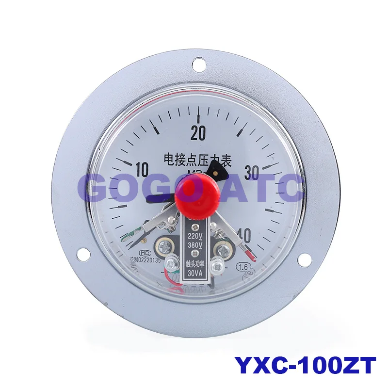 YXC-100ZT 0.1-60Mpa Magnetic-assisted axial belt side electric contact pressure gauge Water/air ...