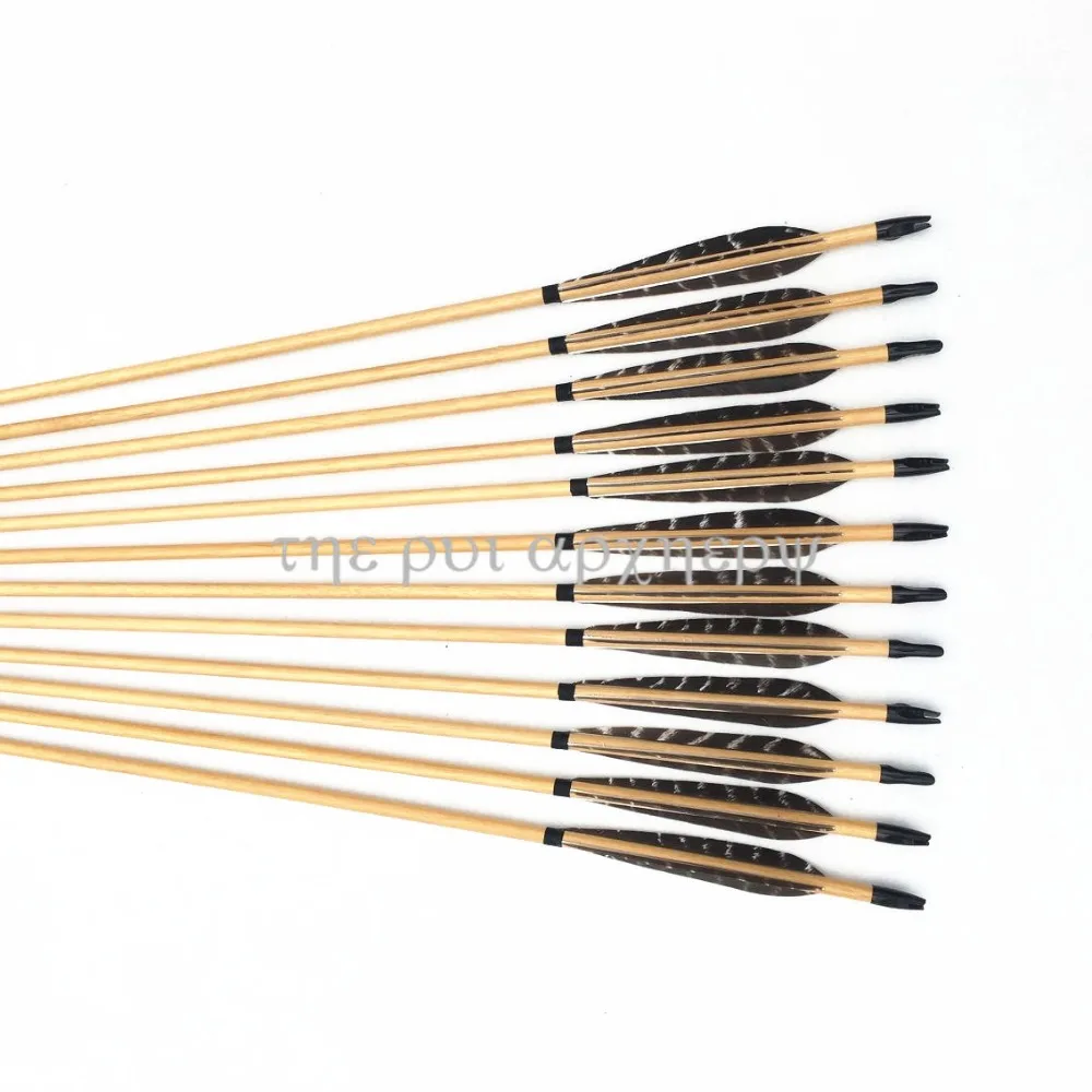 6/12/24pcs wooden Arrows Natural Feather Fletched Wood Shaft For ...