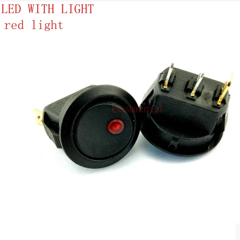5pcs 3pin ON/OFF Ship type switch with lamp LED red light round switch ...