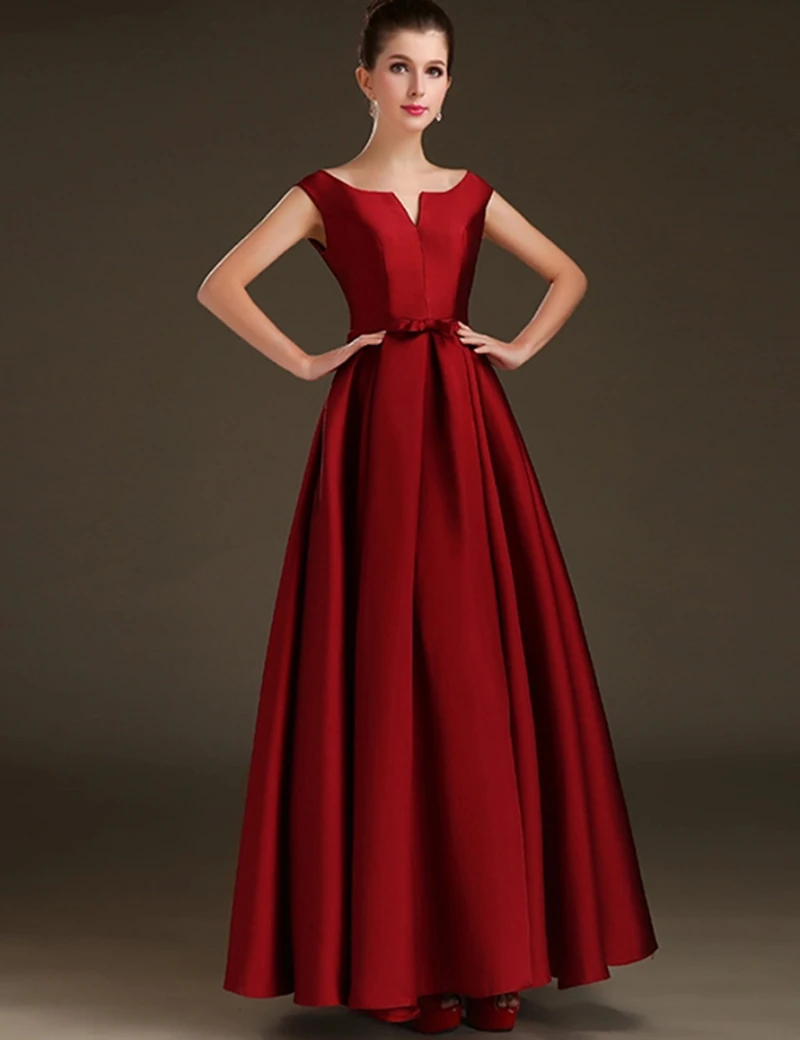 2017 Borgoña Formal Vestido Largo para Prom Party A Line Elegante Ata ...