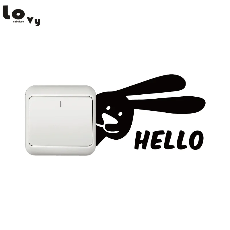 Hello-Rabbit-Light-Switch-Sticker-Funny-Cartoon-Rabbit-Vinyl-Wall ...