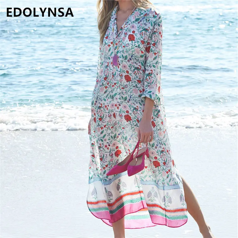 Beach Dress Kaftan Pareo Sarongs Sexy Cover Up Chiffon Bikini Swimwear Tunic Swimsuit Bathing