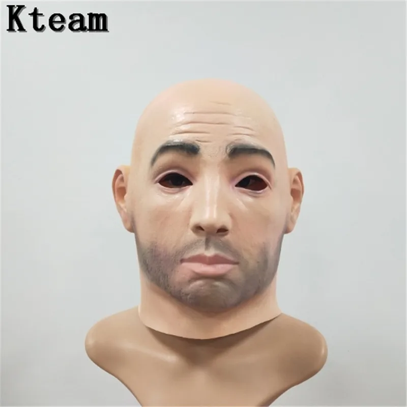 New Artificial Man Latex Mask Hood Full Face Wig Human Skin Face ...