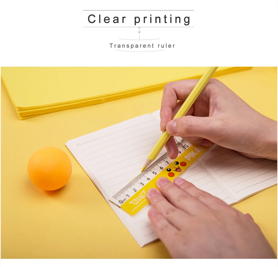 Pokemon Pikachu Pattern Transparent Stationery Plastic Ruler ...