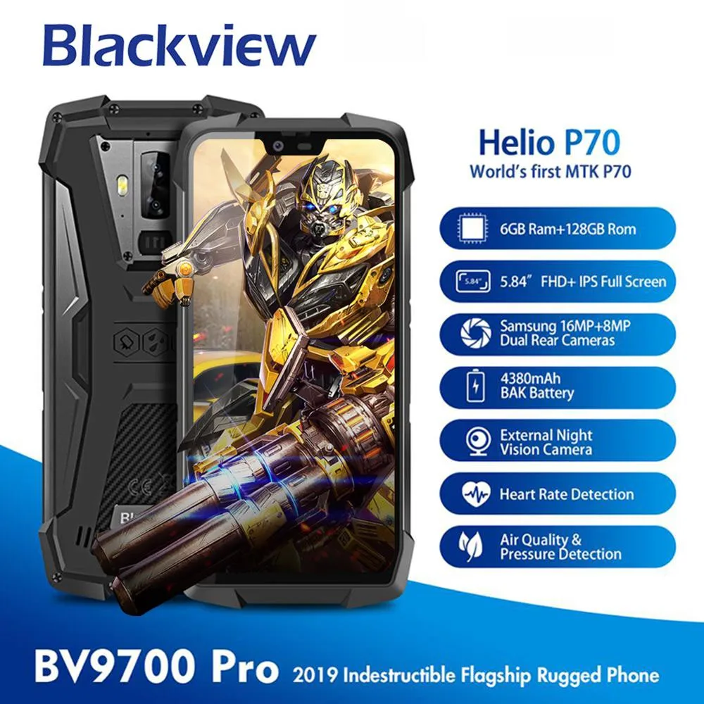 Blackview BV9700 Pro Helio P70 6GB+128GB Android 9.0 Smartphone 16+8MP ...