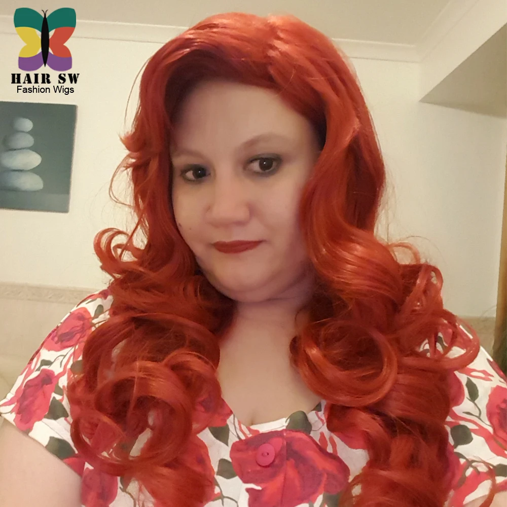 Jessica Rabbit Cosplay Wig Copper Red Hair Long Wavy Hairstyle Wig ...