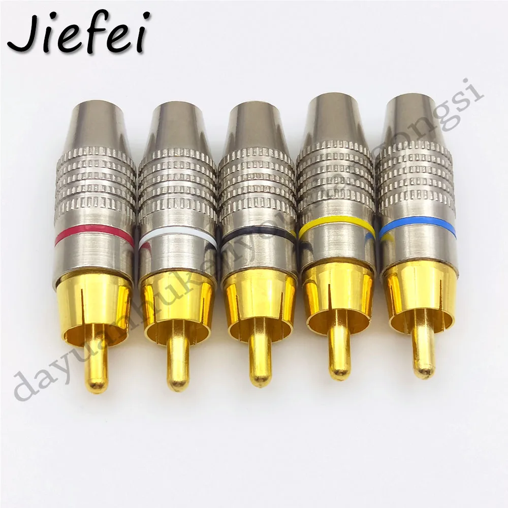 10pcs-5-colors-Male-RCA-Plug-Audio-Video-Locking-Cable-Connector-Gold ...