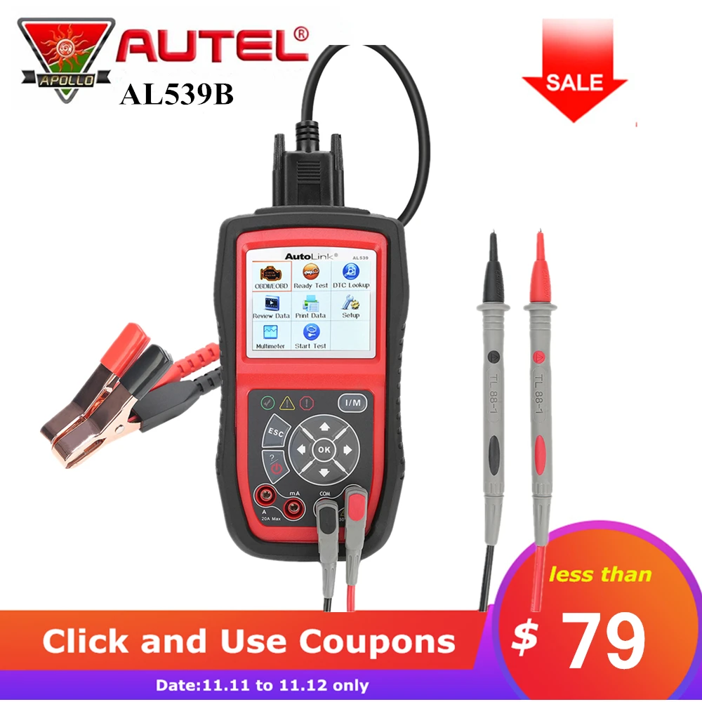 Autel AutoLink AL539b OBD 2 Code Reader Electrical Test OBD2 Scan Tool ...