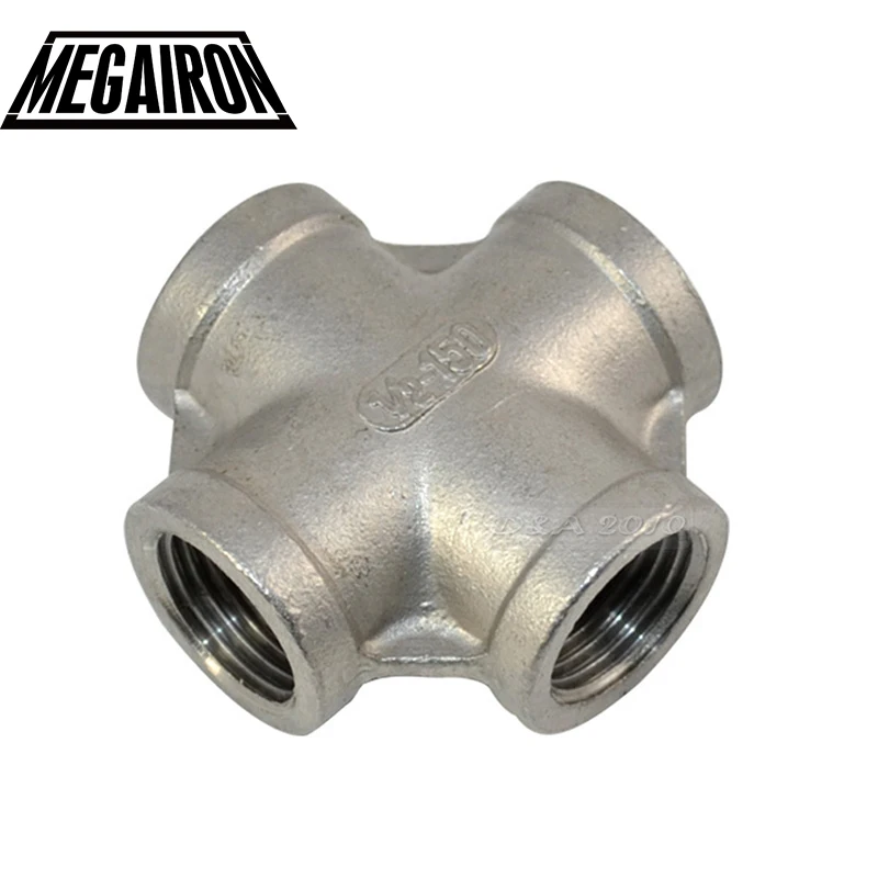 MEGAIRON 1/2" DN15 Female BSPT Thread Pipe Fitting 4 Way Stainless ...